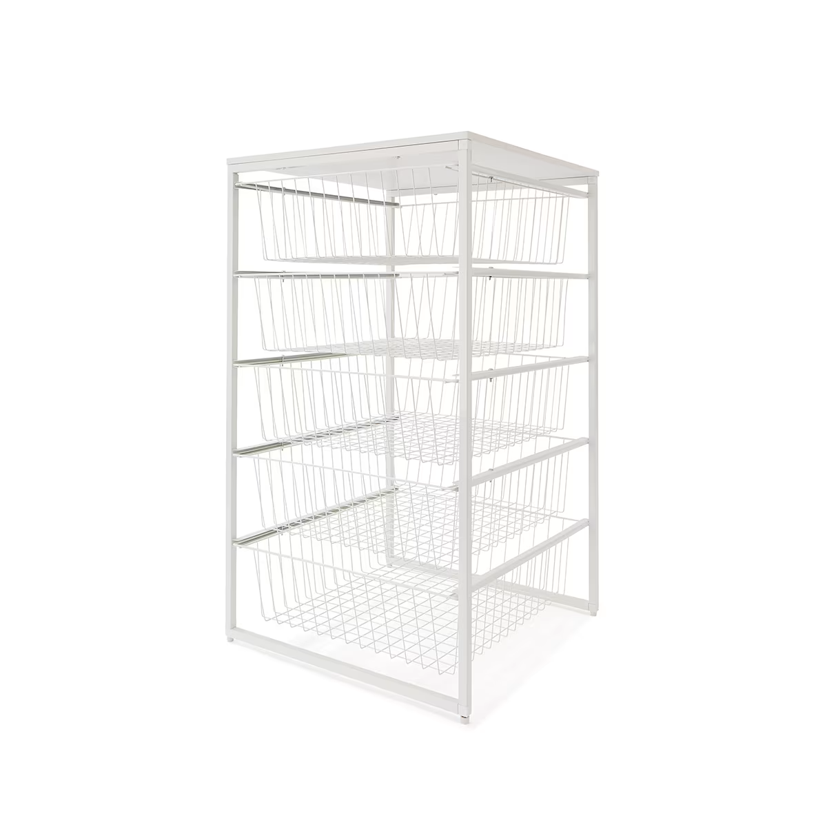 5 White Wire Drawer Unit Metal Baskets Rack Tower Cabinet Storage ...