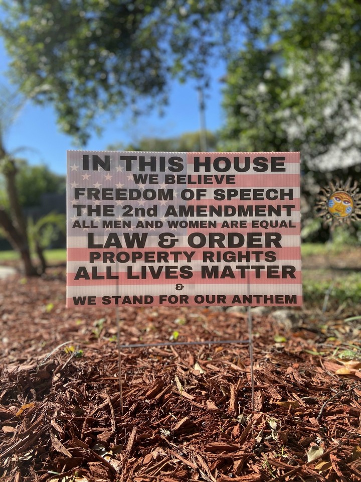 Yard Sign in This House WE BELIEVE Freedom of Speech Patriotic Pro-USA ...
