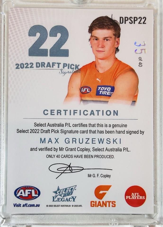2023 AFL Select legacy DPSP #JN 35/40 Max Gruzewski GWS Giants | eBay