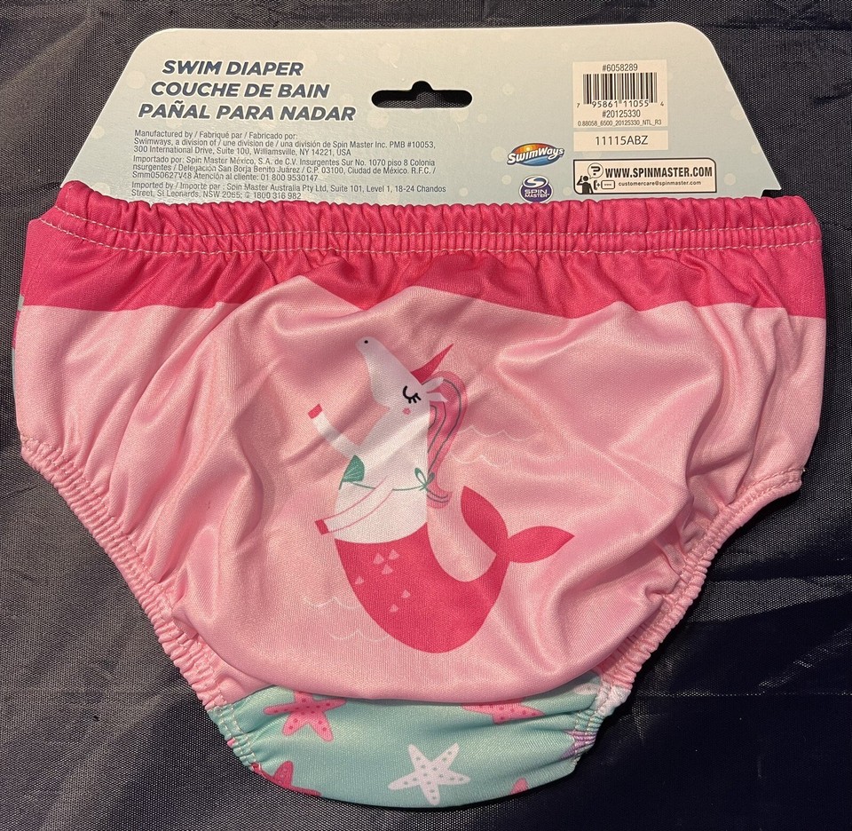 SwimWays Girls Reusable Swim Diaper Mermaid Unicorn Pink 50+ UPF Large ...