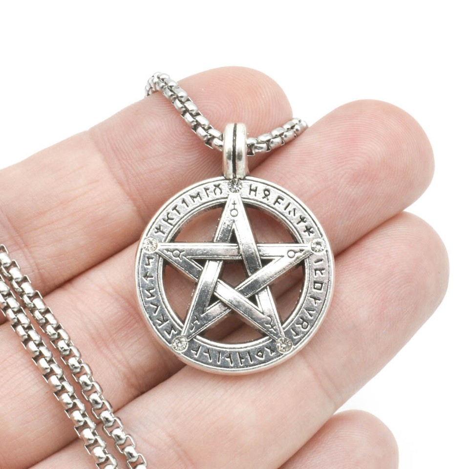Pagan Wiccan Pentacle Pentagram Star Pendant Necklace 24" Stainless ...