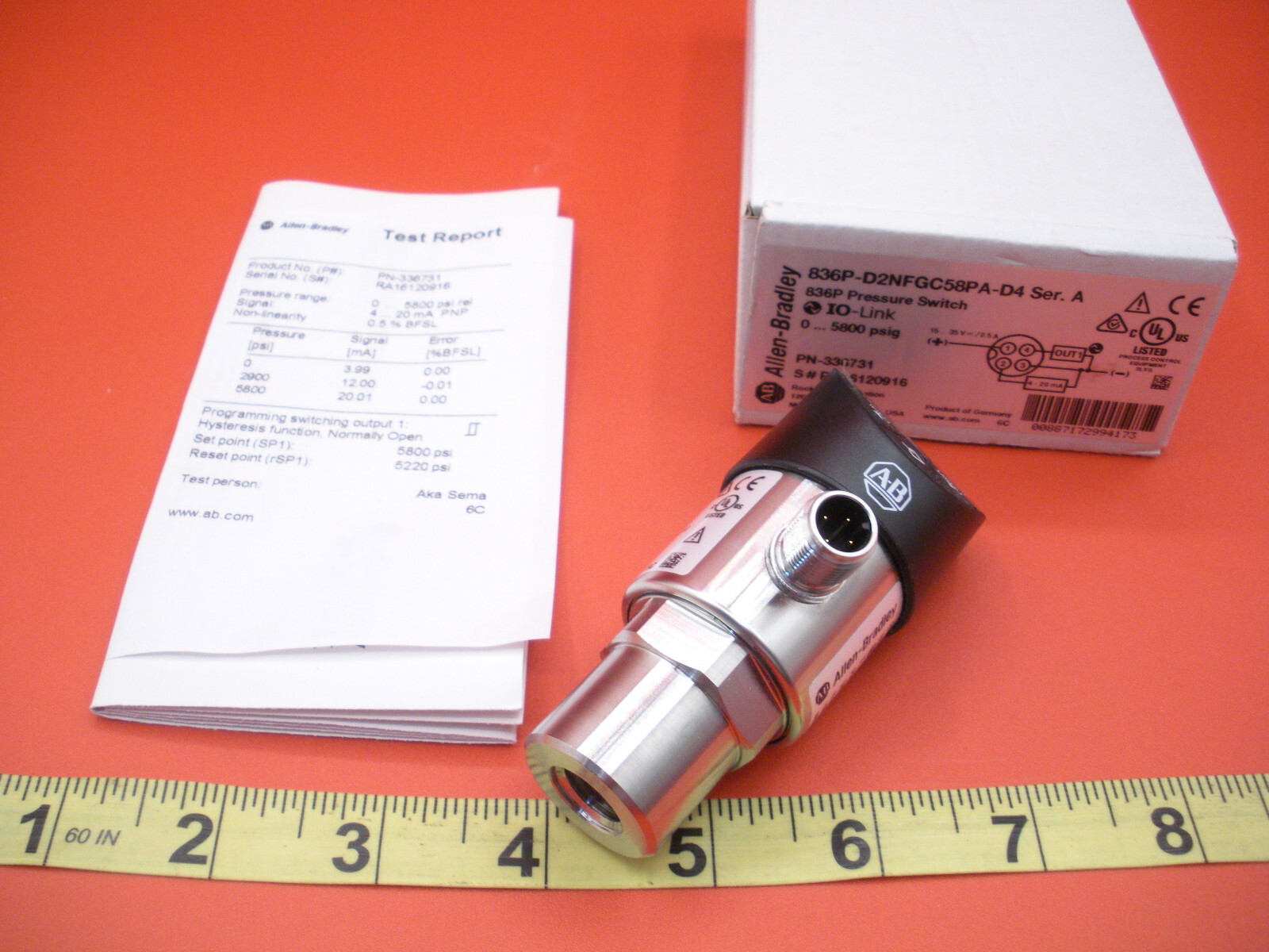 Allen Bradley 836P-D2NFGC58PA-D4 Ser A Pressure Switch Sensor Solid ...