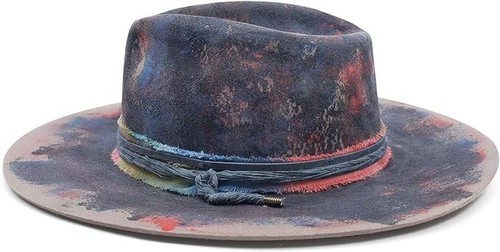 Wide Brim Fedora Hats for Men Women Distressed/Burned Handmade Wool ...