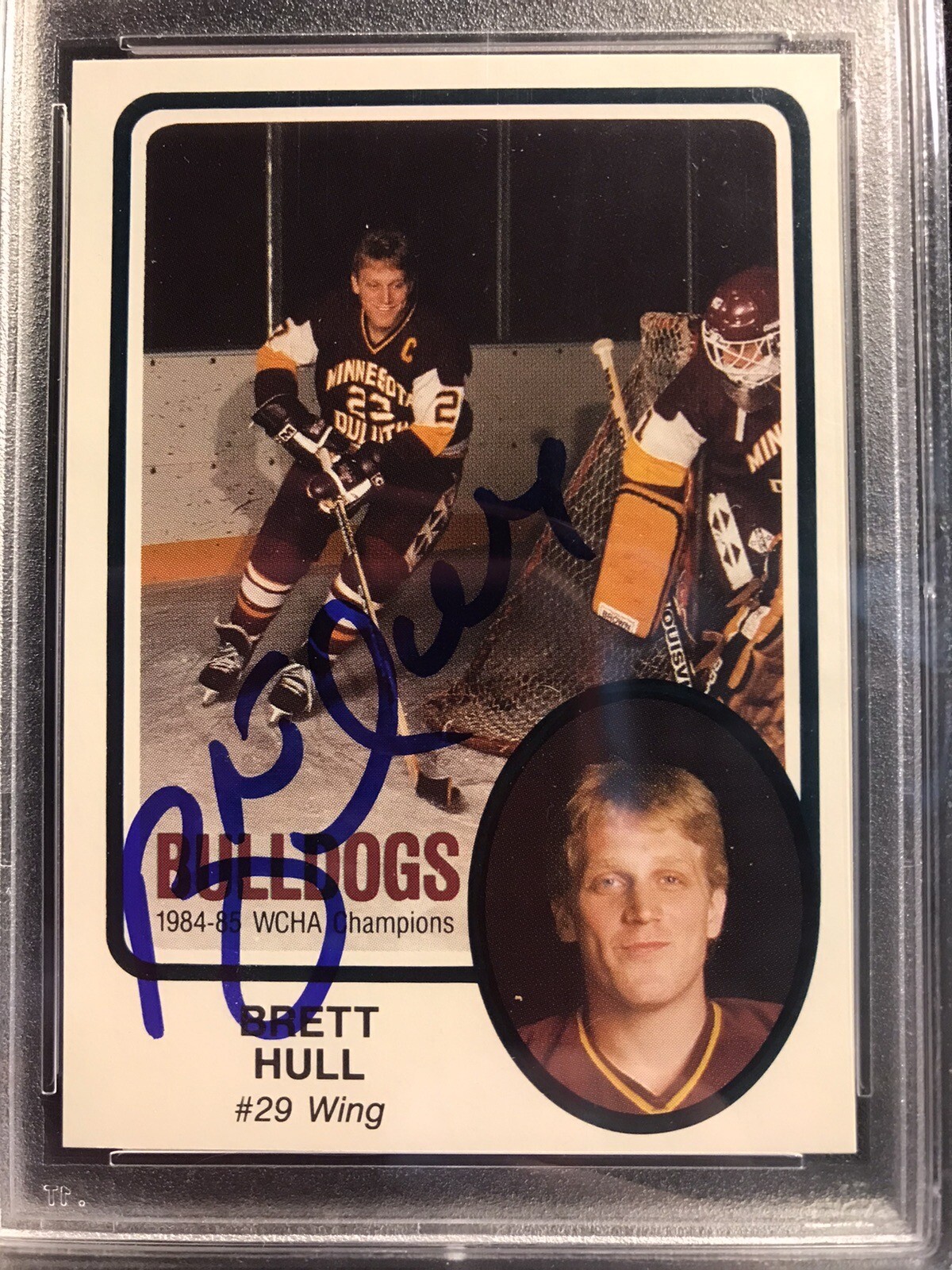 1985 Minnesota Duluth #28 Brett Hull RC Rookie Signed Auto 10 PSA/DNA ...