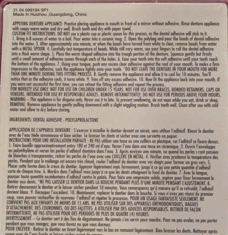 Vampire Fangs (NEW SEALED) with dental adhesive Halloween Dracula ...