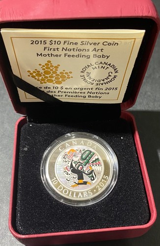 RCM 2015 $10 Fine Silver Coin 1/2 oz First Nations Art - Mother Feeding ...