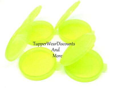 Tupperware NEW Set 4 Yellow Mini Clamshell Pill Keepers Round Pocket ...