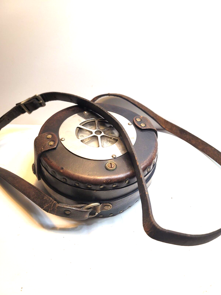 Antique Lathem Watchclock, Leather case Night Watchmen Security with ...