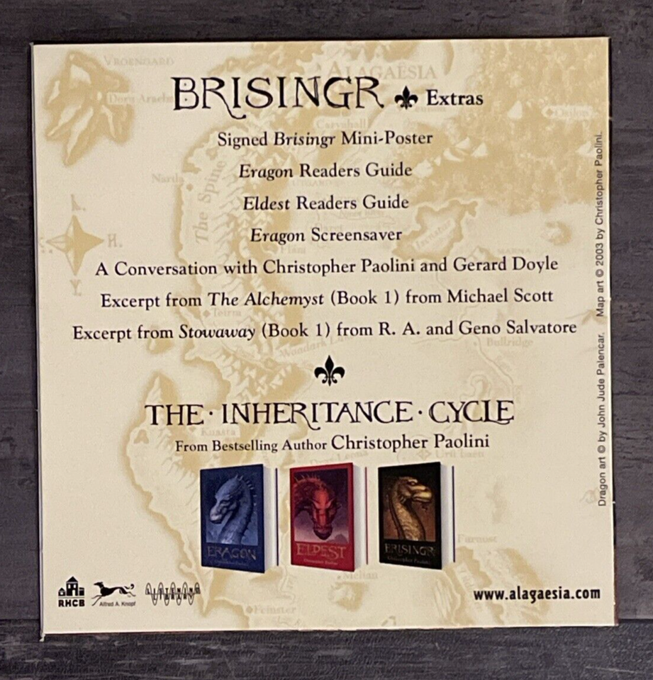 Brisinger Christopher Paolini CD Audio - SLEEVE ONLY | eBay