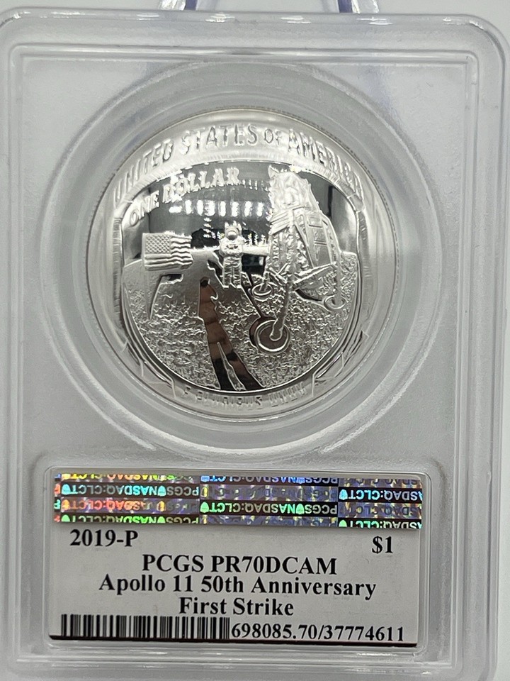 2019 (P) APOLLO 11 50th ANNIVERSARY AMF LABEL - PCGS PR70 DCAM FIRST ...
