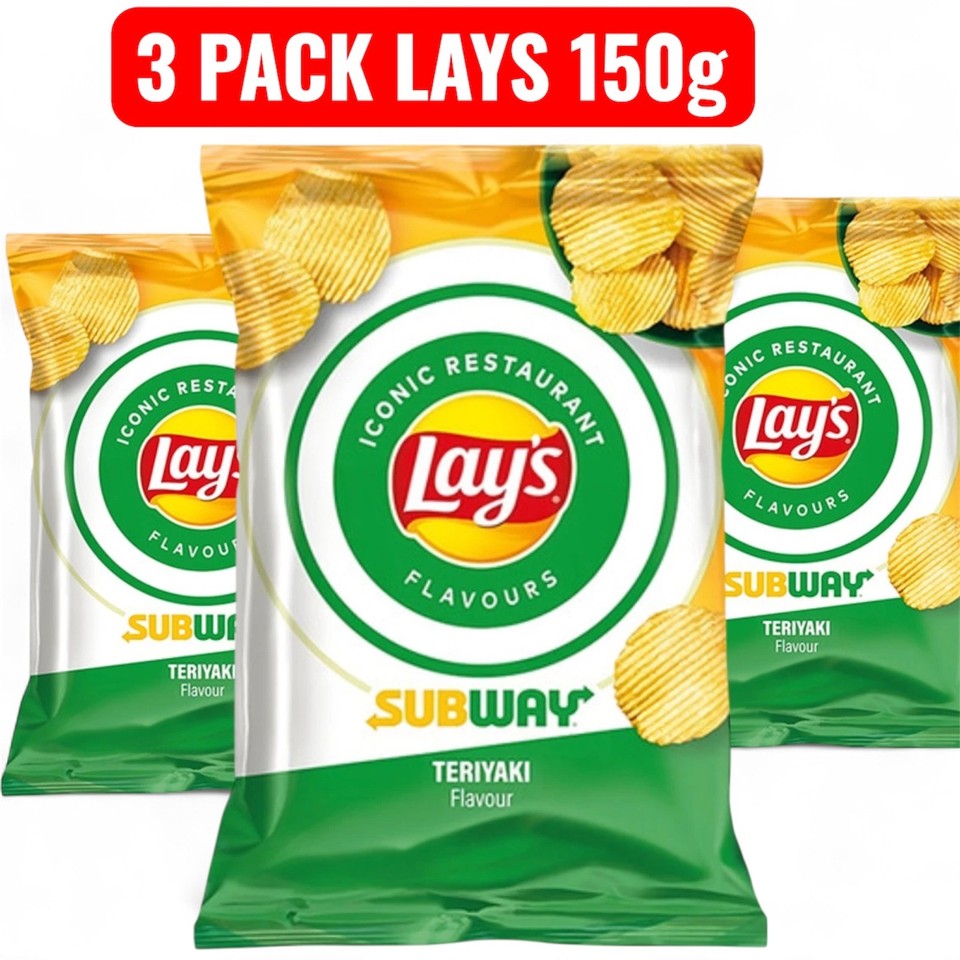 Lays Crisps 3 Pack (150g Each) – KFC, Subway, Salt & Vinegar Flavours ...