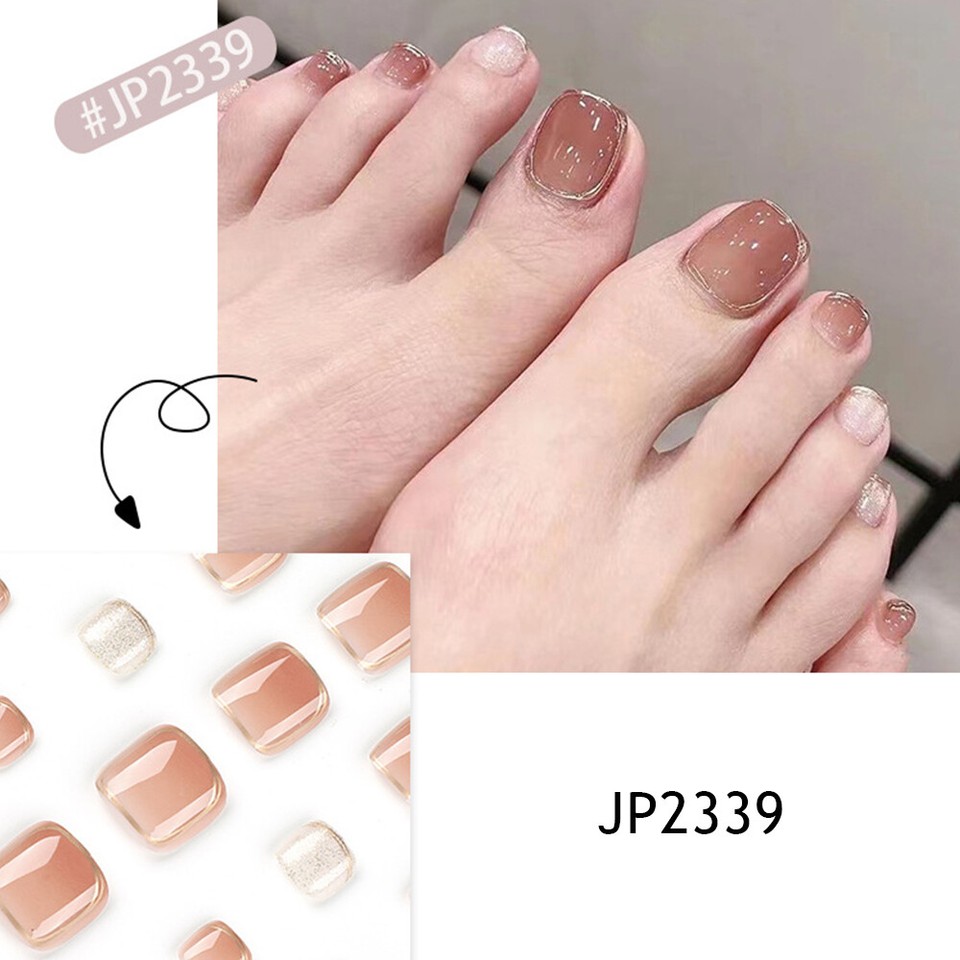 24Pcs Summer Simple Fake Nails With Designs Short Full Artificial ...
