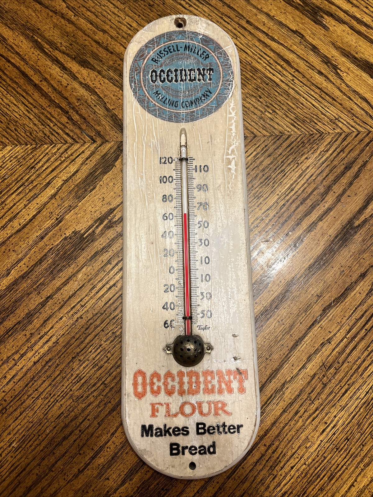 VTG Antique Occident Flour Russell-Miller Co Advertising Thermometer | eBay