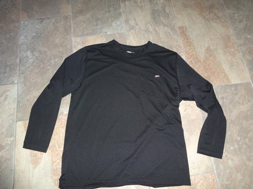 Dickies Long Sleeve Crewneck Front Pocket Black Basic Shirt Men XL ...