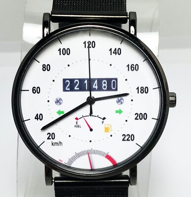 Speedometer Slim Watch 40mm Case 8.75mm thin & 20mm mesh band 3atm WR ...