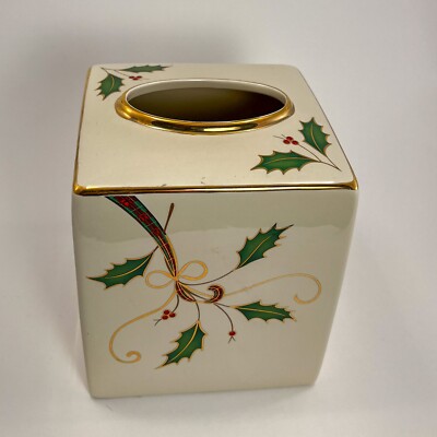 Lenox HOLIDAY NOUVEAU Tissue Box Cover Holiday Collection Holly Like N ...