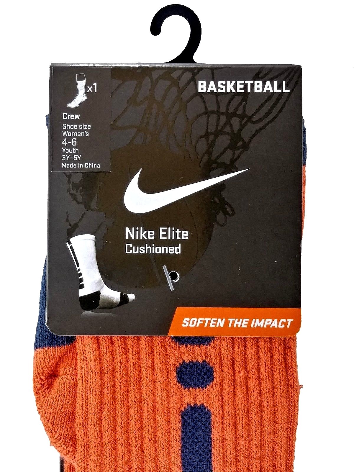 NIKE Elite Cushioned Basketball Crew Socks sz S Small (4-6) Turf Orange ...