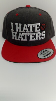 EMBROIDERED SNAPBACK DK. GREY/RED HAT (I HATE HATERS) | eBay