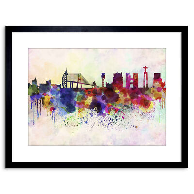 Painting Cityscape Paint Splash Skyline Lisbon Framed Print 9x7 Inch | eBay