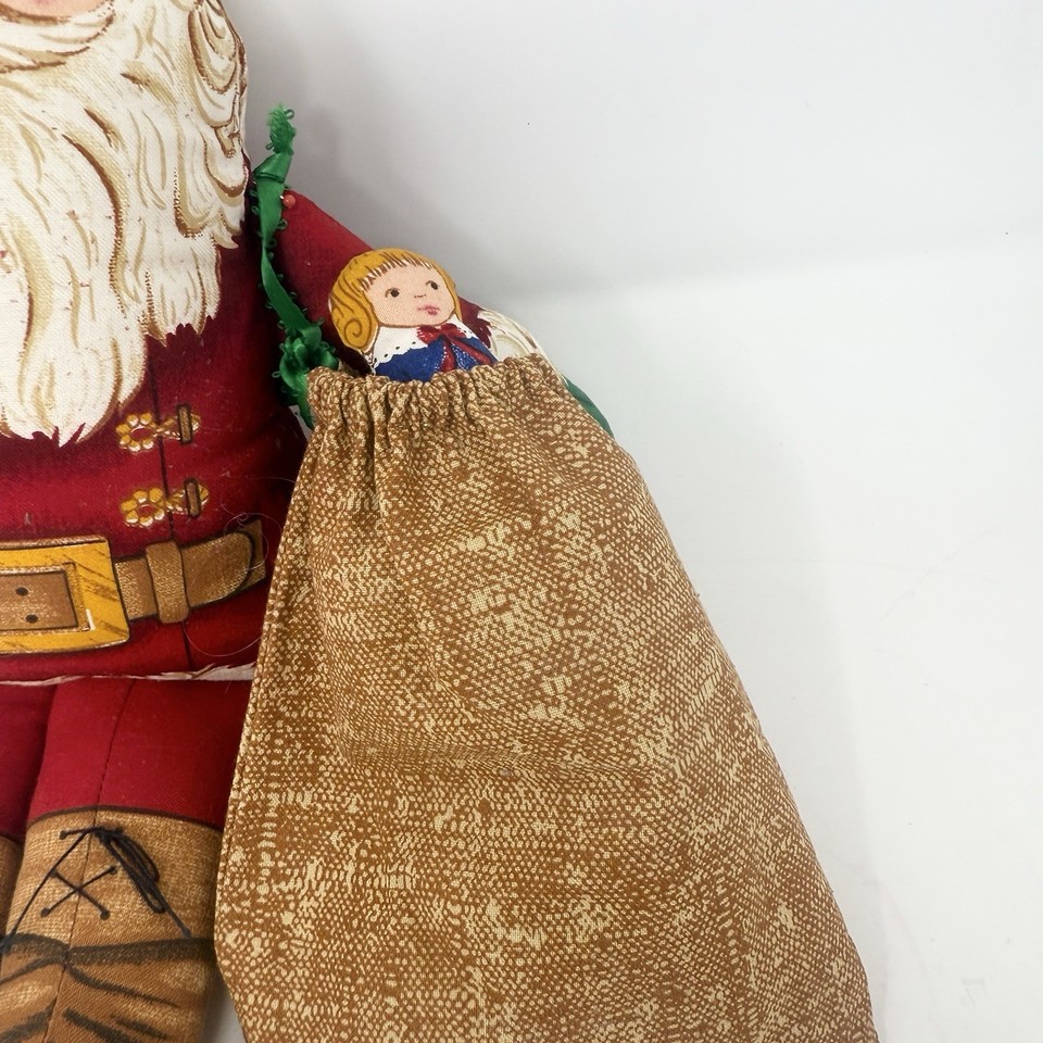Hand Made Cut & Sew Cloth Santa Claus Doll 14" VTG Plush Shelf Sitter ...