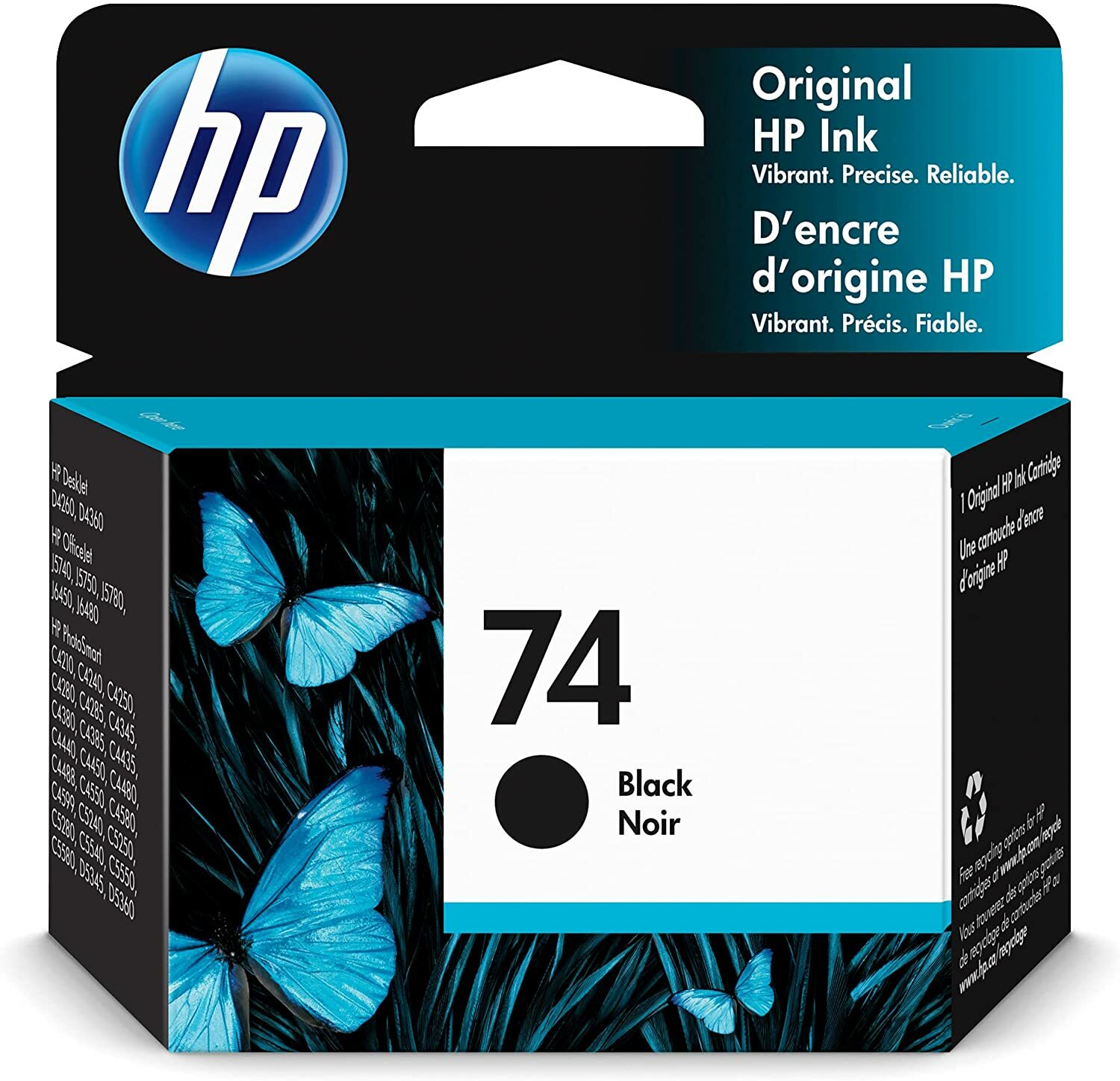 HP 74 Original (CB335WN) Black Noir Ink Cartridge (exp Jun 2021 ...