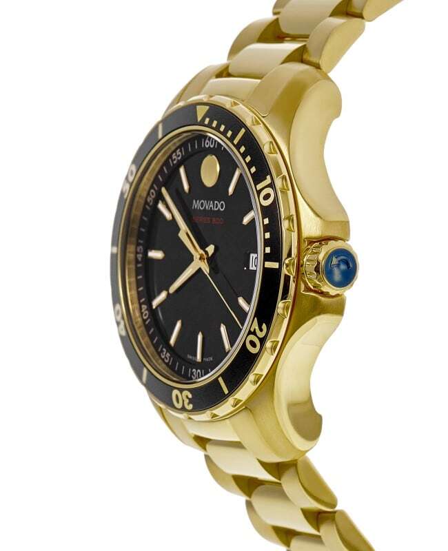 New Movado Series 800 Black Dial Yellow Gold Tone Men's Watch 2600145 ...