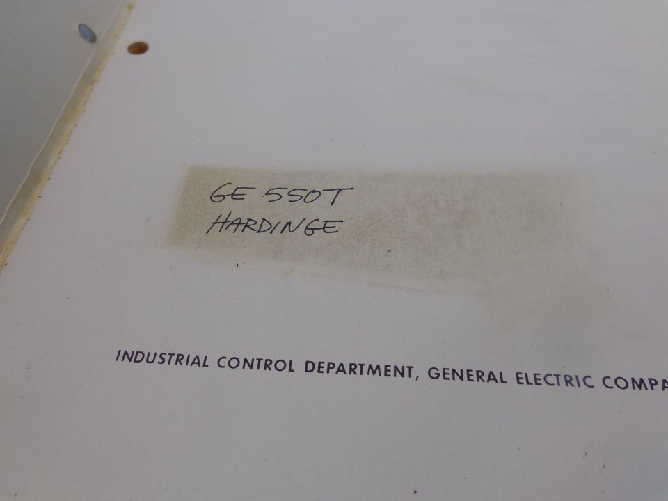 General electric GE-550T Hardinge mark century numerical control manual ...