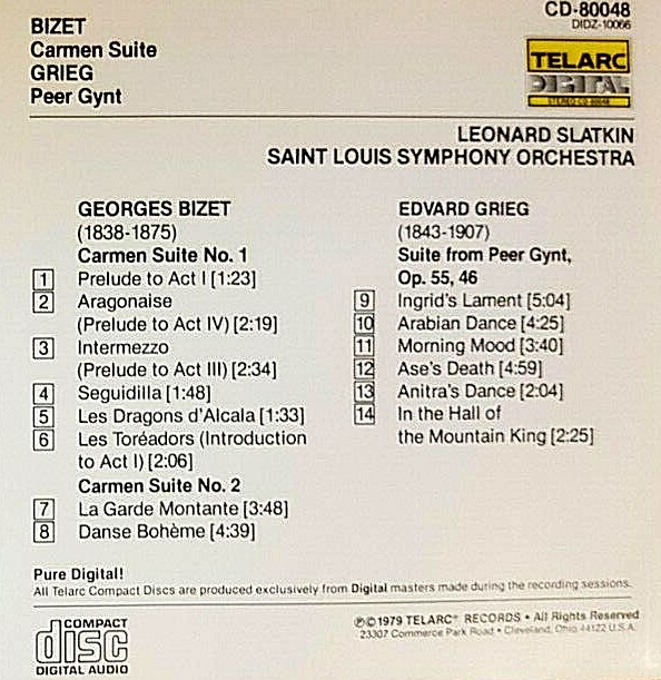 Bizet - "Carmen Suite" - "Grieg" - "Peer Gynt Suite" - ( CD - Telarc ...