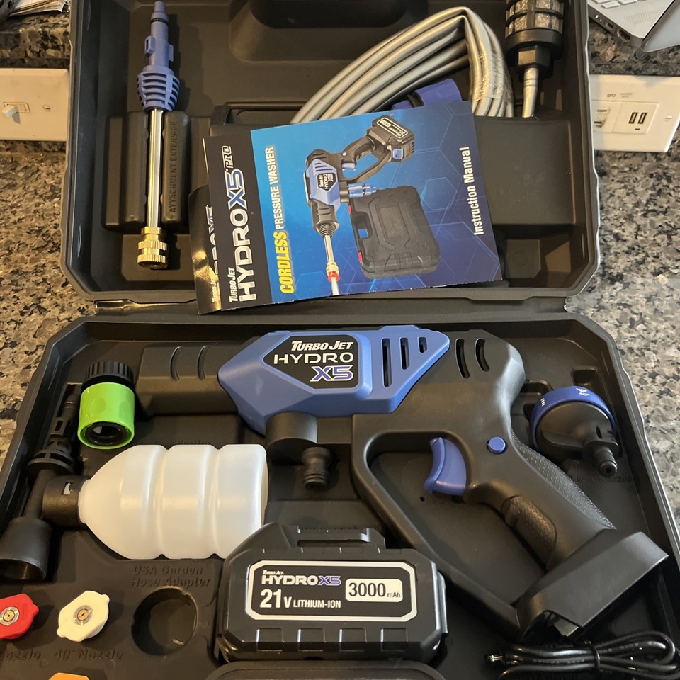 Turbo Jet Hydrox5 Pro Portable Cordless Pressure Washer With 21V ...