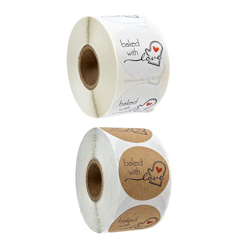 2 Rolls Kraft Paper Cookie Bag Labels Bakery Decoration Stickers | eBay ...