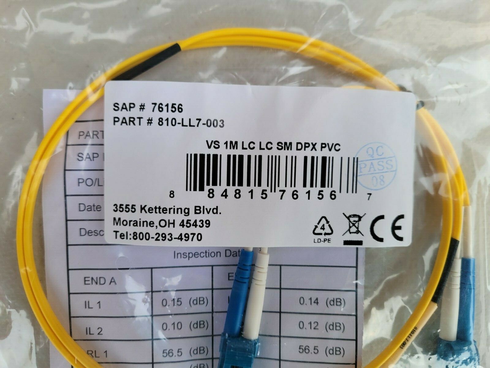 NEW Legrand Quiktron Fiber Optic Duplex Patch Network Cable 3-Feet 810 ...