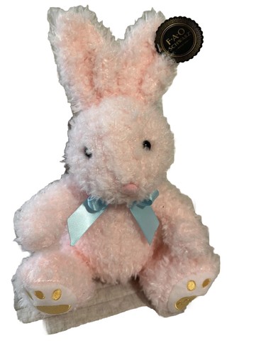 FAO Schwarz Bunny Rabbit Plush Stuffed Animal 12” Pink Fluffy Easter ...