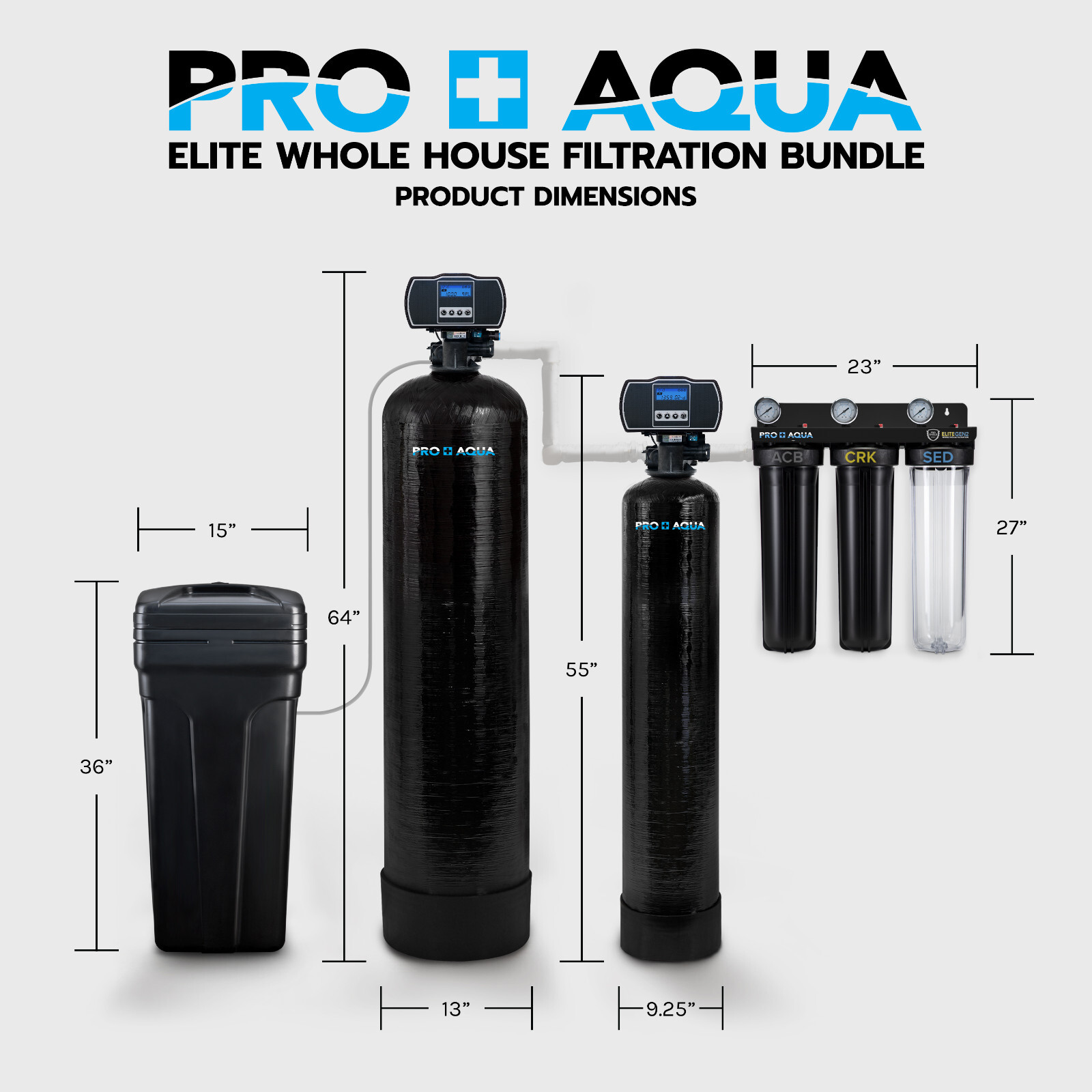 PRO+AQUA Elite Whole House Water Filter Softener Bundle with Reverse ...