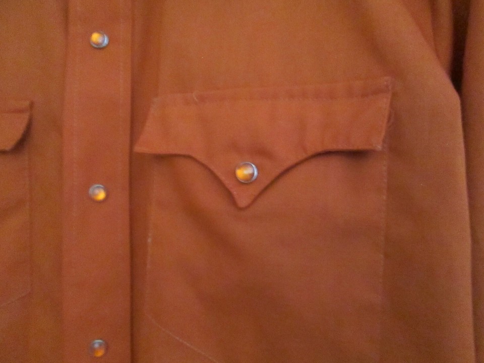 Vintage Karman Men's Rust Burnt Orange Western Cowboy Shirt Long ...