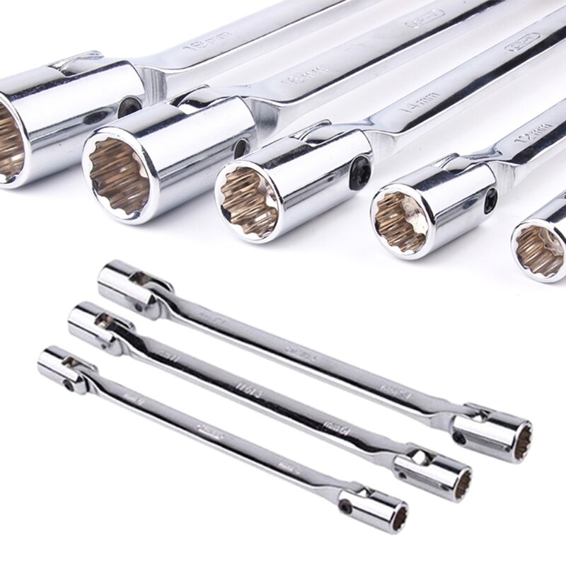 3pcs Metric Double Ended 12 Point Swivel Head Flexible Socket Wrench ...