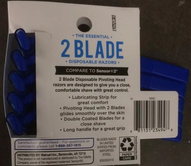 Equate the essential 2 blade 5 disposable razor for sale online | eBay