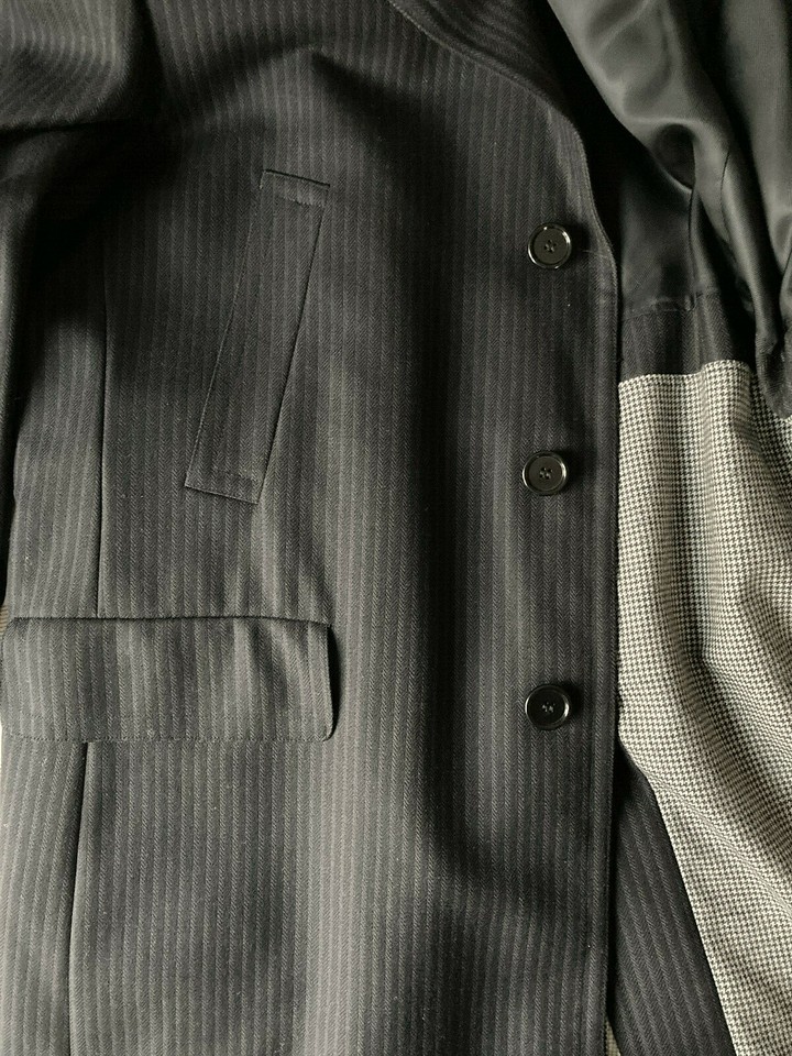 NEW CANALI Men's Wool Coat Overcoat 44R Insulated Black Tonal Stripe ...