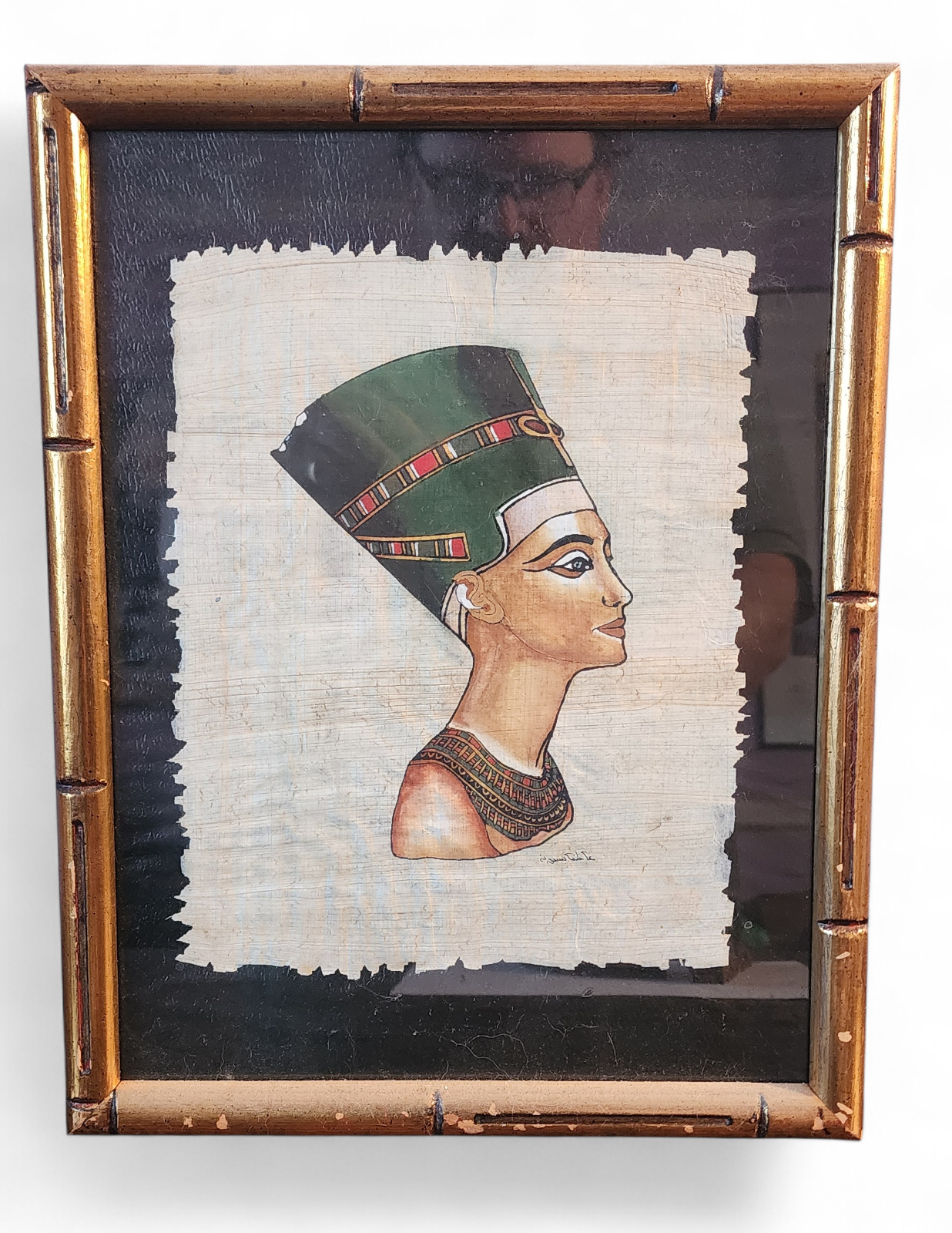 Vintage Framed Hand Painted Papyrus Egyptian Painting Of Nefertiti ...