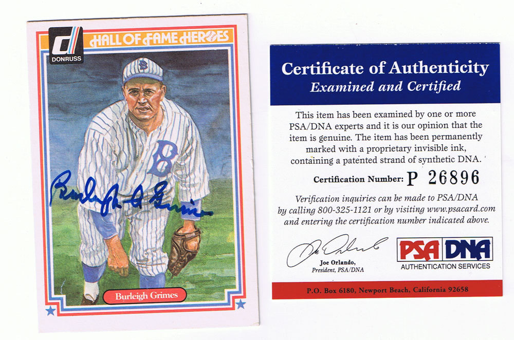 1983 Donruss Hall Of Fame Heroes #21 Burleigh Grimes Autograph / Signed ...