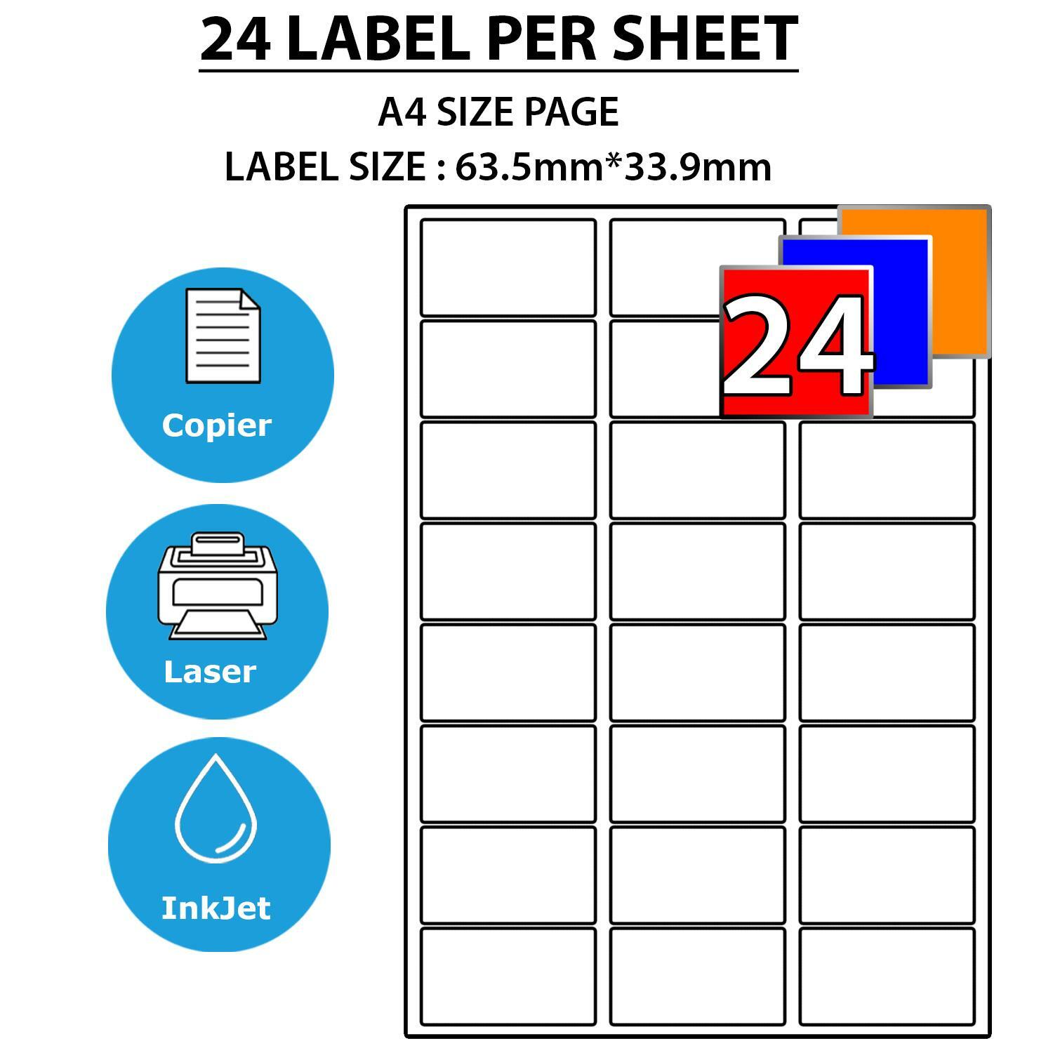 Address Labels White A4 Sheets Sticky Self Adhesive for Inkjet / Laser ...