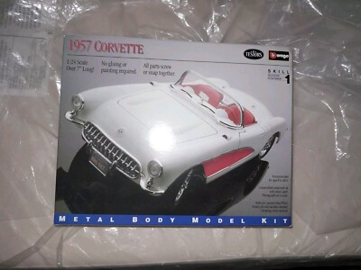 Burango Testors 1:24 Die Cast 1957 Corvette Easy To Assemble Prepainted ...