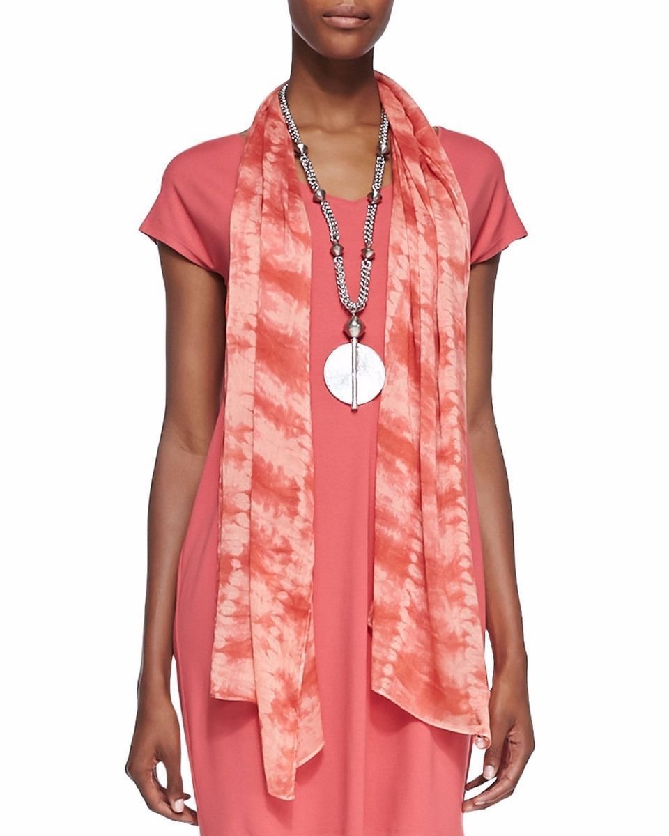 NWT! Eileen Fisher Sheer Painterly Shibori Scarf Color:Sunset Made in ...