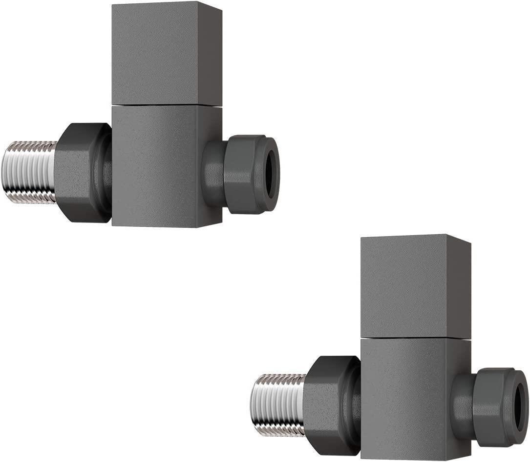 Square Radiator Valves Straight Angled Towel Rail Designer Rads Pair ...