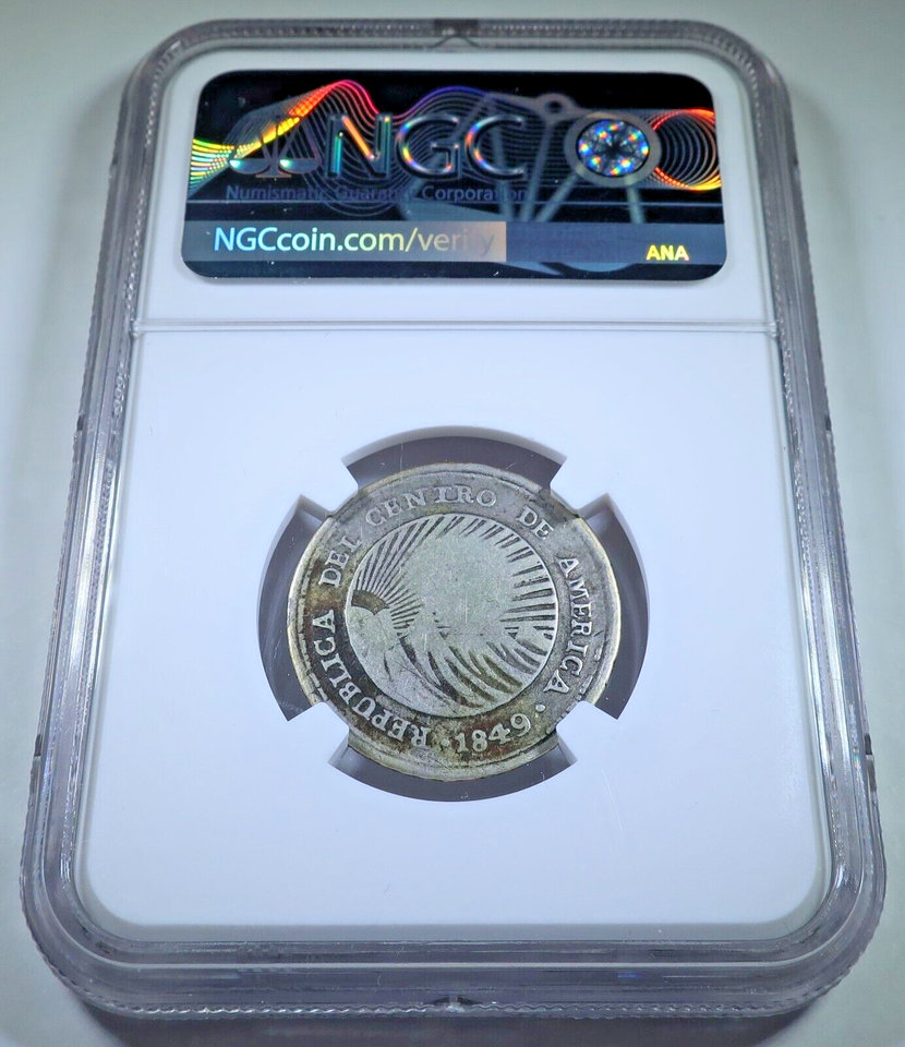 1849 Costa Rica Silver 2 Reales Counter Stamp NGC F Details Countermark ...
