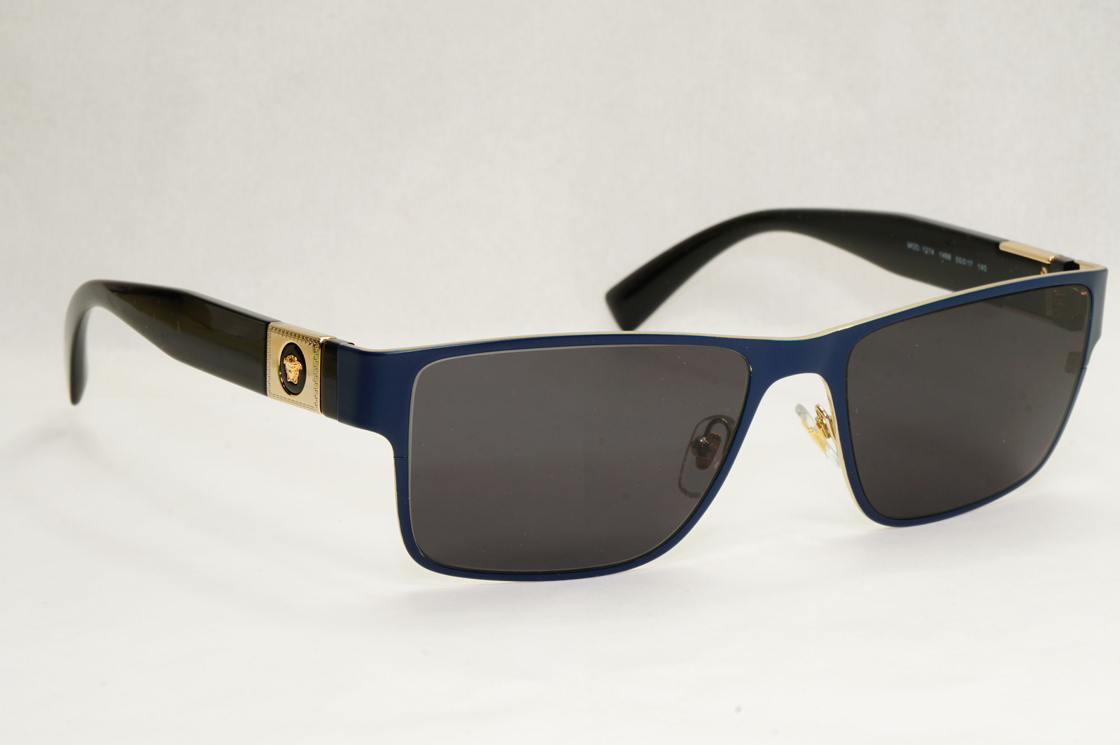 Versace Sunglasses Dark Blue Black Gold Square Metal Rectangle MOD VE ...