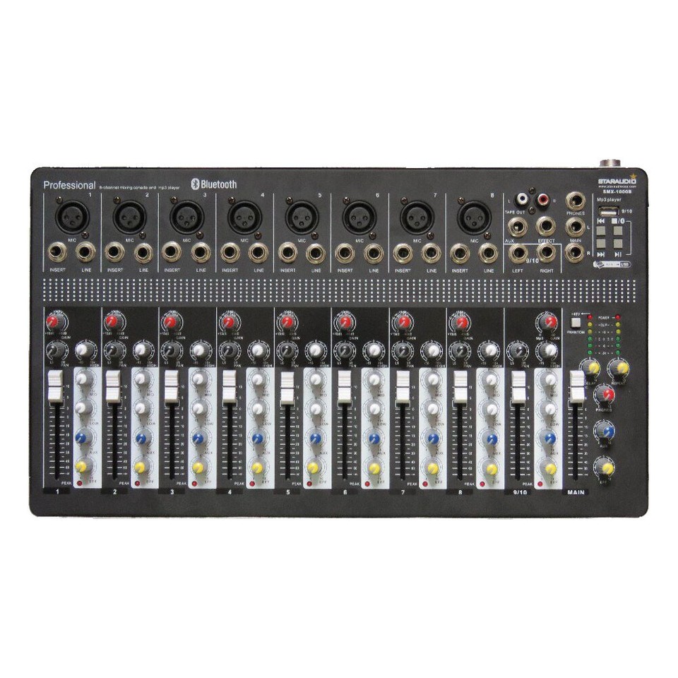 10 Channel Audio Sound Mixer Function Recording Mixing Console Effects ...