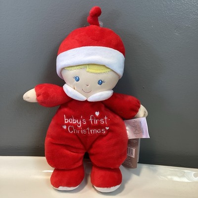 BABY GANZ BABY’S FIRST CHRISTMAS DOLL 11” RATTLE STUFFED ANIMAL PLUSH ...