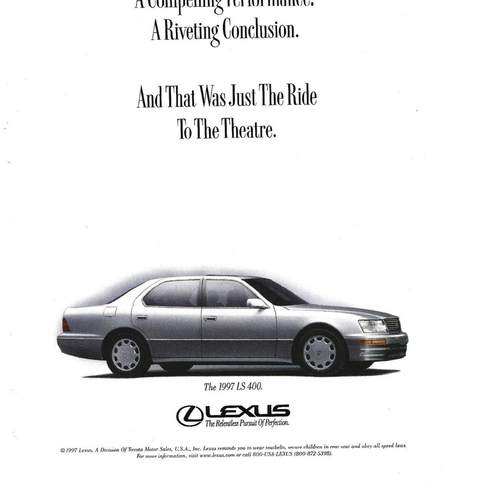 1997 LS 400 Lexus Relentless Pursuit Perfection Car Ad 1990s Vintage ...