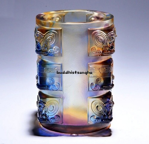 Chinese Liu Li Crystal Glass Pen Holder Brush Pot Table Decor Gift | eBay