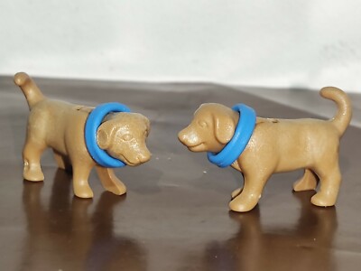 PLAYMOBIL X2 FIGURES PUPPIES SMALL DOGS DOG FARM HOUSE GARDEN CITY ...